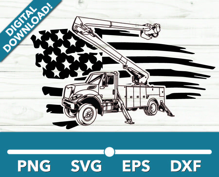 Lineman Bucket Truck Service Vehicle Heavy Machinery SVG, Car Clipart ...