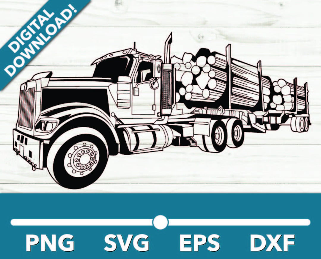 Log Full Load Semi Truck Front Big Rig Heavy Duty Logging SVG, Pickup ...