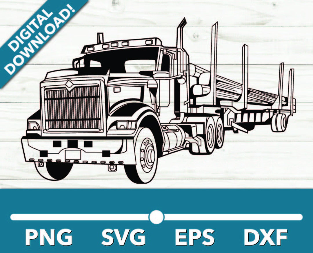 Log Half Load Semi Truck Front Big Rig Heavy Duty Logging SVG, Pickup ...