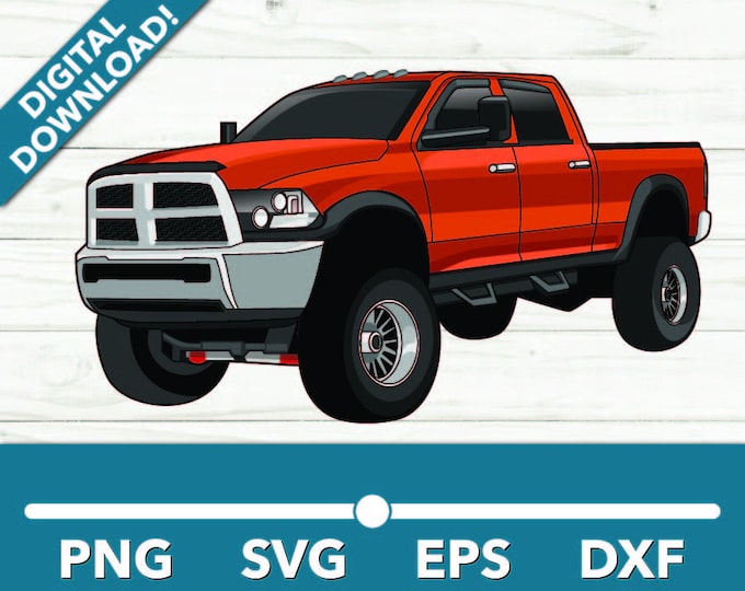 Pickup Truck Full Color Offroad Lifted Trucks SVG, Pickup Truck Clipart ...