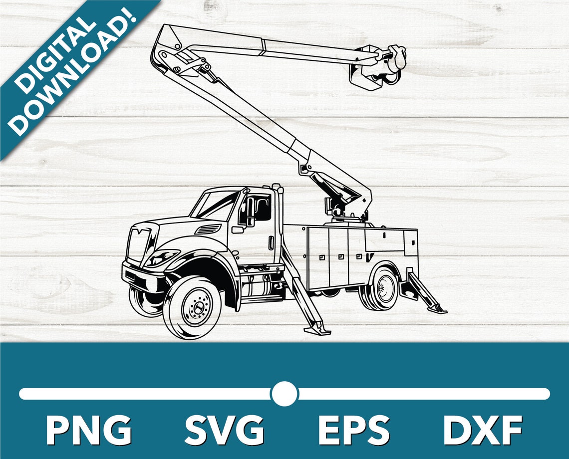 Lineman Bucket Truck Service Vehicle Heavy Machinery SVG, Car Clipart ...
