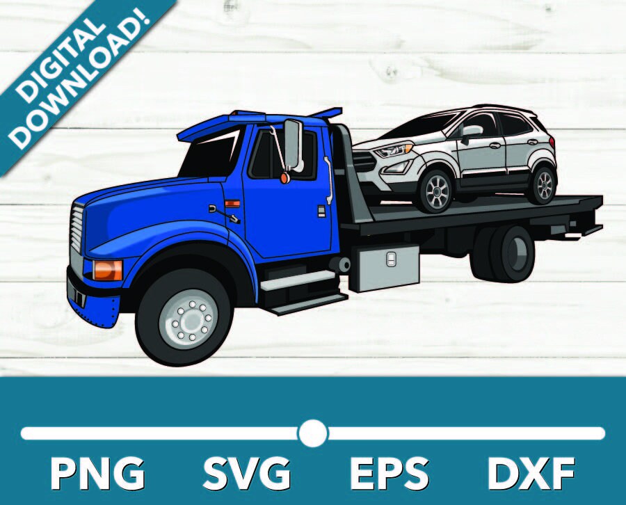 Rollback Tow Truck International With Car Full Color SVG, Pickup Truck ...