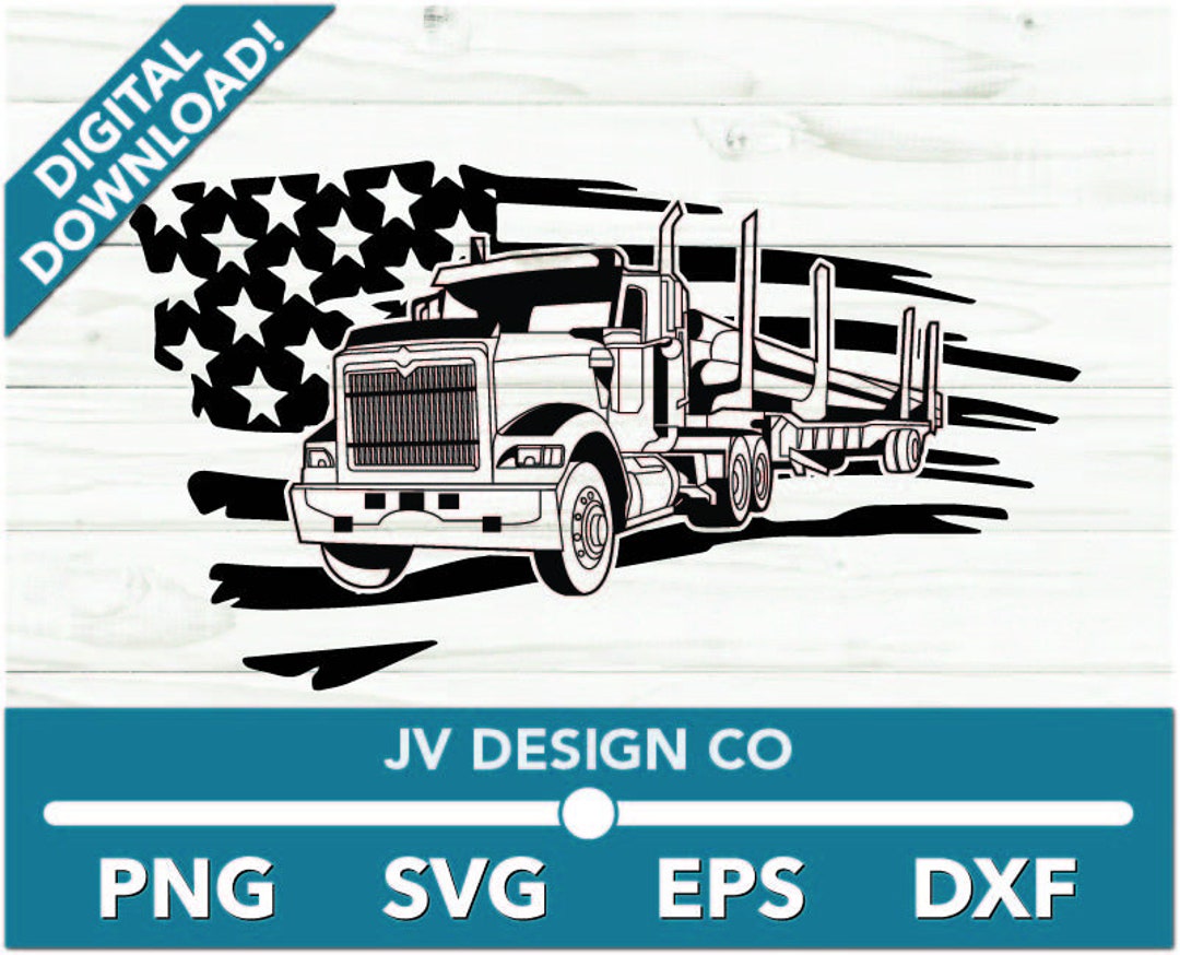 Simple Log Half Load Semi Truck Front Big Rig Heavy Duty Logging SVG ...