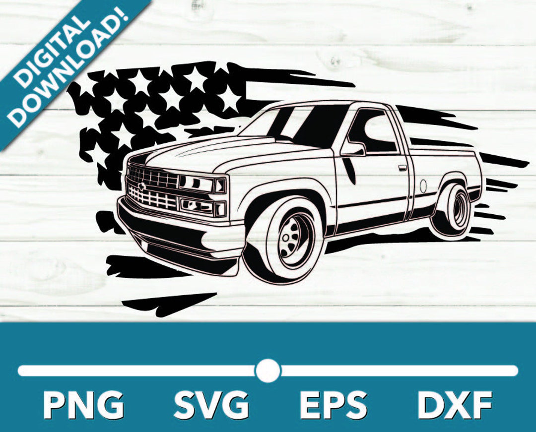 Old Body Style OBS Square Truck SVG, Pickup Truck Clipart, Pickup Truck ...
