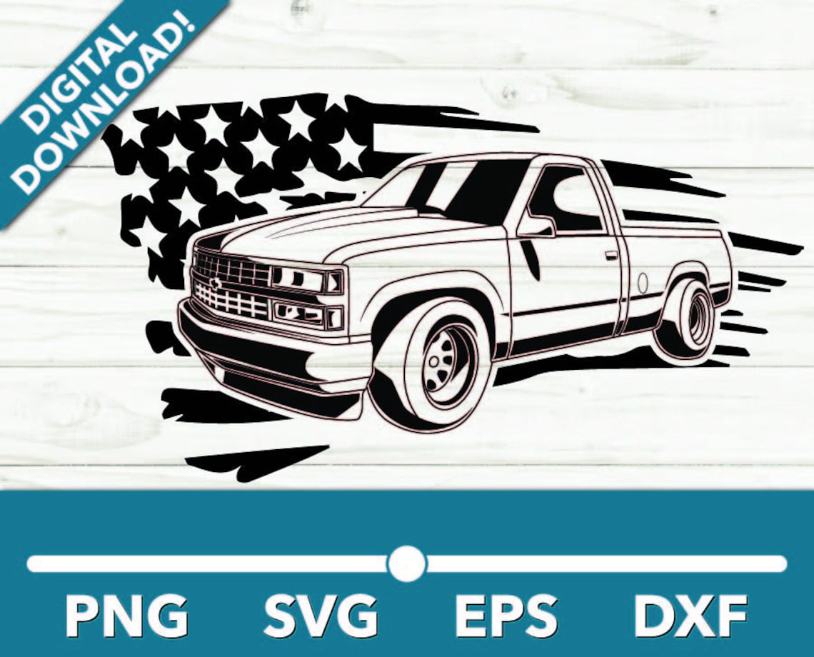 Old Body Style OBS Square Truck SVG, Pickup Truck Clipart, Pickup Truck ...