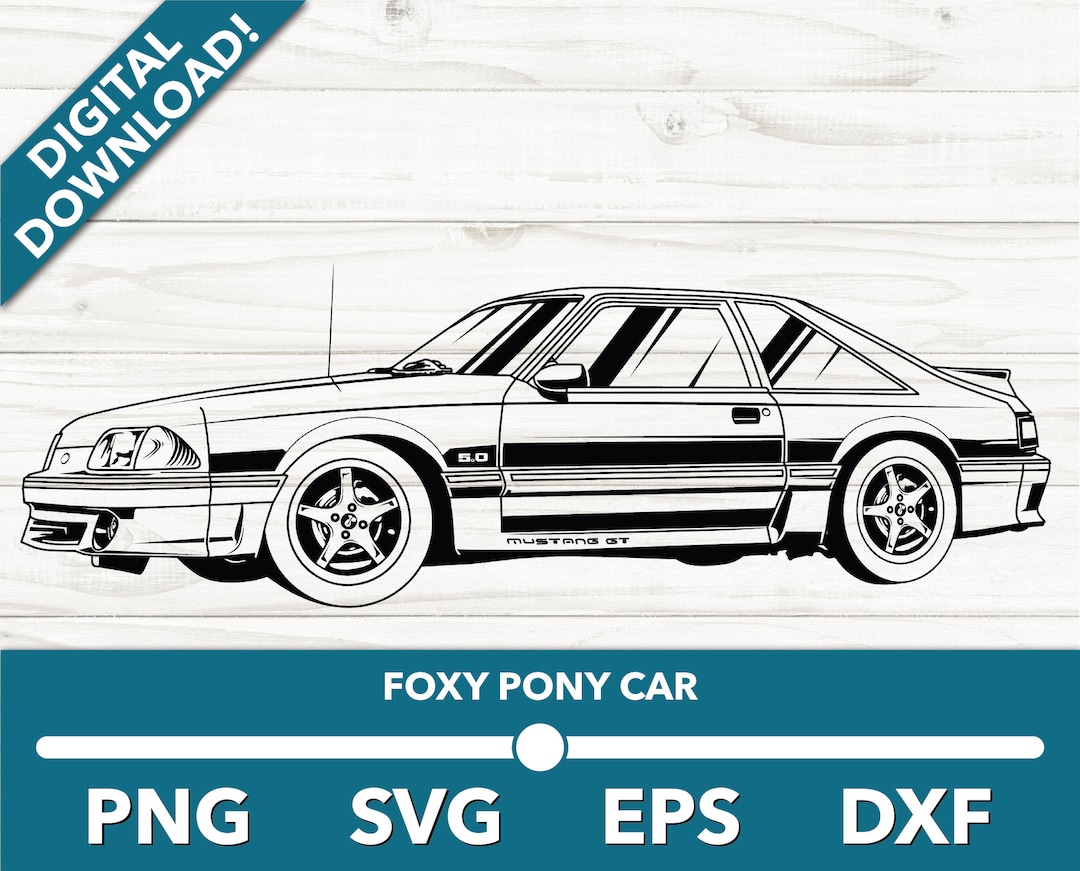 Fox Body Sports Stang Car Race Car SVG, Car Clipart, Fast Car Files for ...