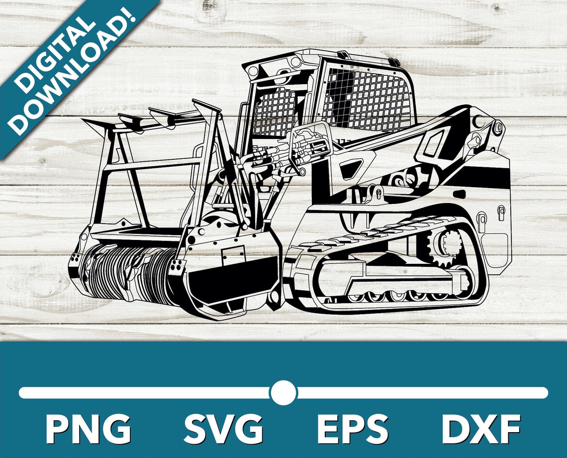 Tracked Forestry Mulcher Skid Steer With Flag SVG, Car Clipart, Fast ...