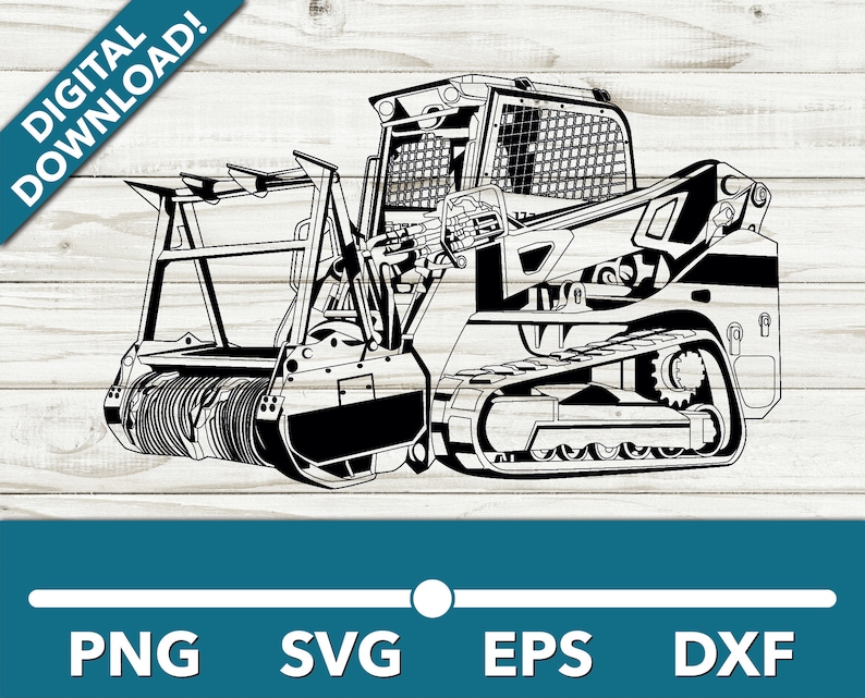 Tracked Forestry Mulcher Skid Steer With Flag SVG, Car Clipart, Fast ...