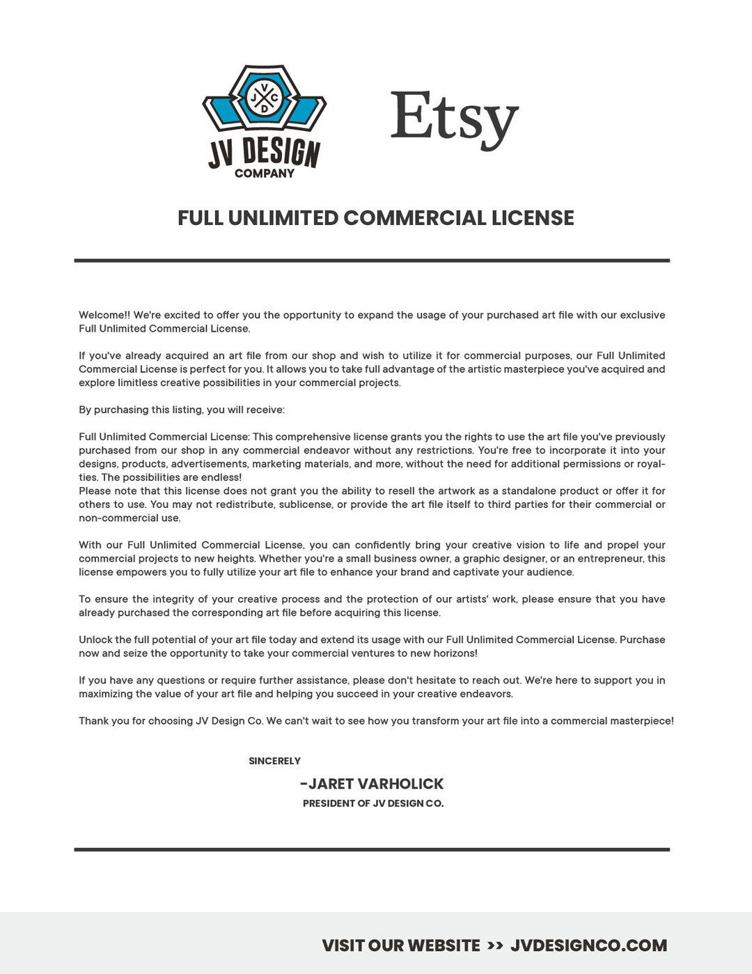 Full Unlimited Commercial License - Extend the Usage of Your Art File ...