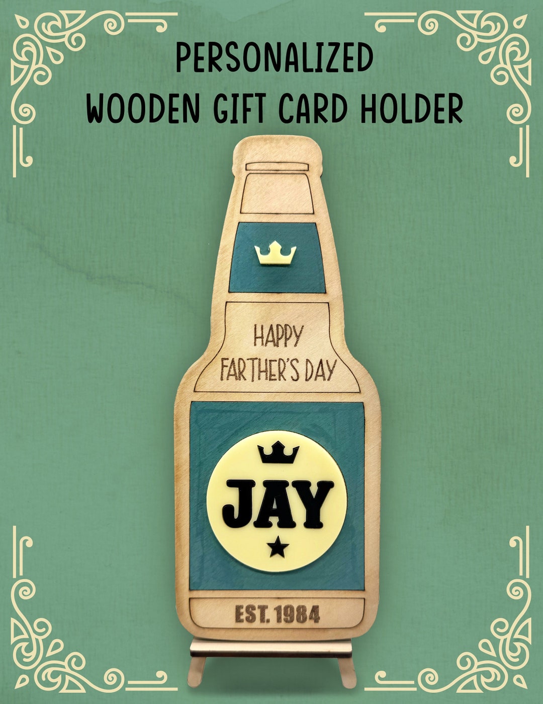 Beer Gift Card Holder, Personalised Wooden Gift Card Holder, Birthday ...