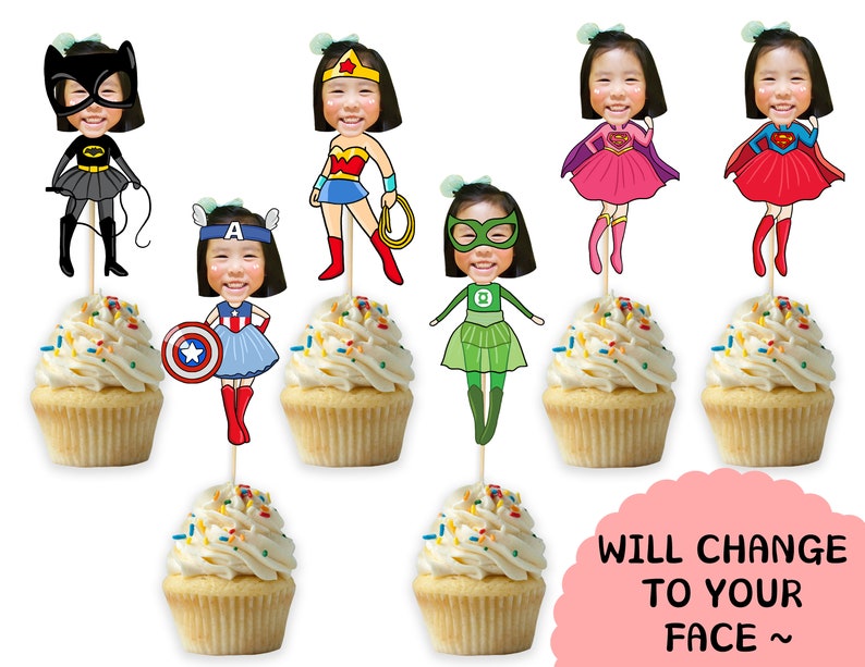 Superhero Girls Cupcake Toppers Personalized Superhero Girl - Etsy