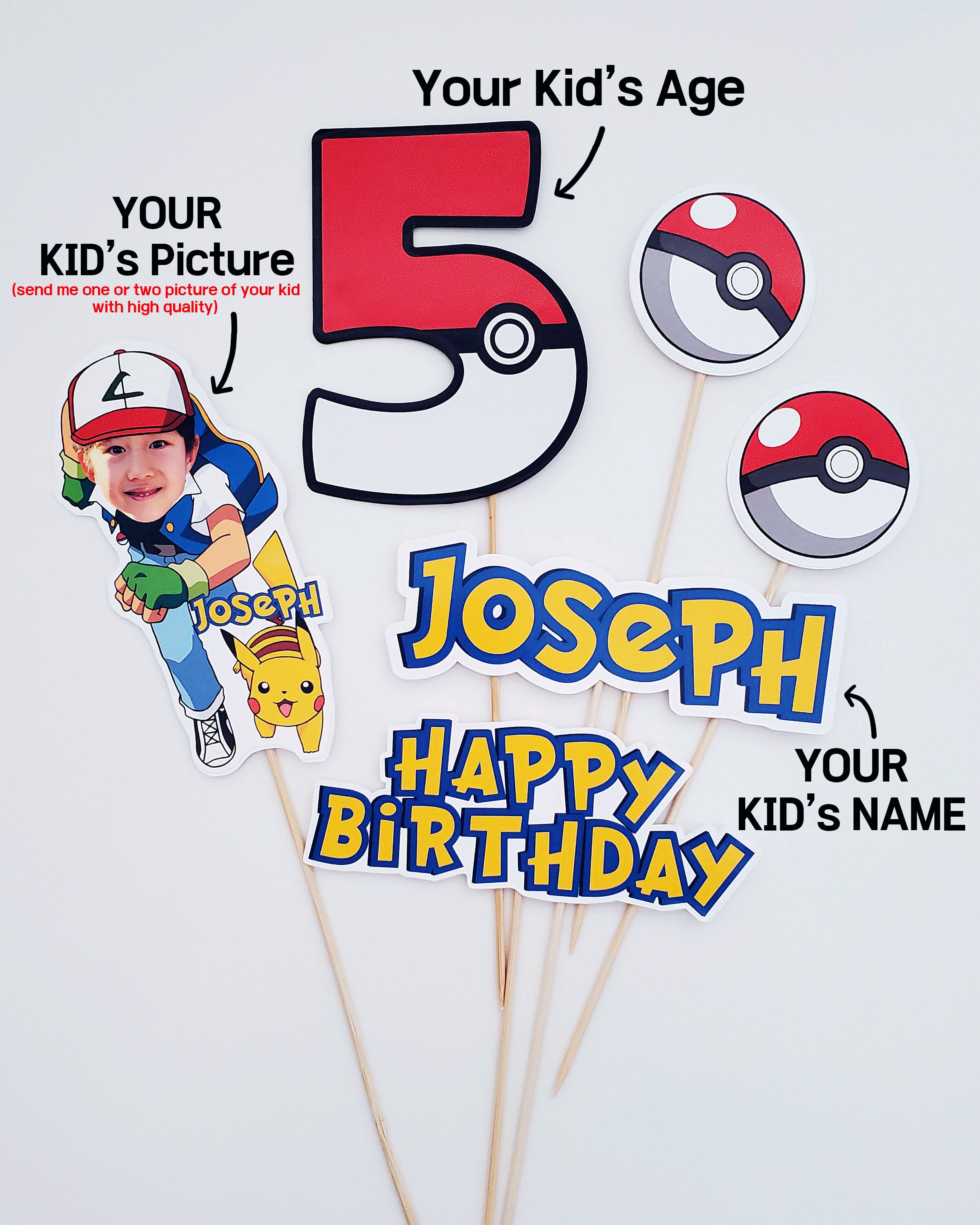 Pokemon Topper Pokemon Cake Topper Birthday Topper - Etsy