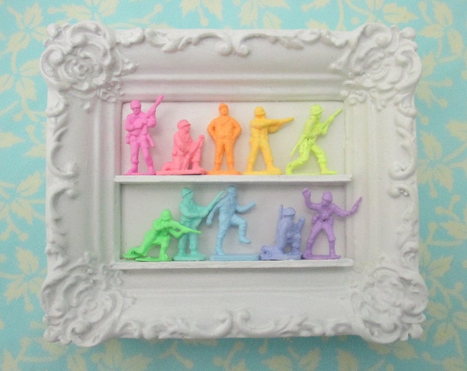 Mini Neon Pastel Army Men Display Ready to Hang in Vintage - Etsy