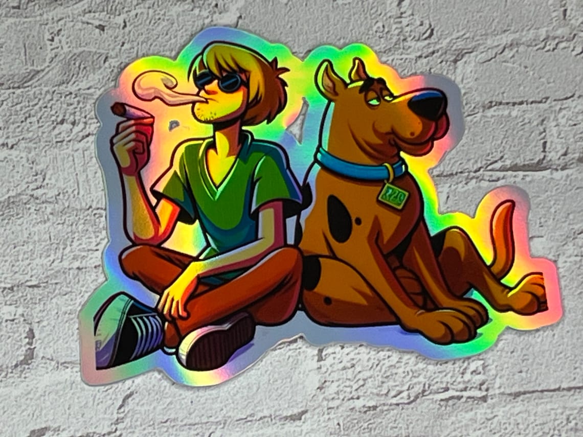 Scooby Doo and Shaggy Chilling Weed Holographic Sticker Stoner - Etsy