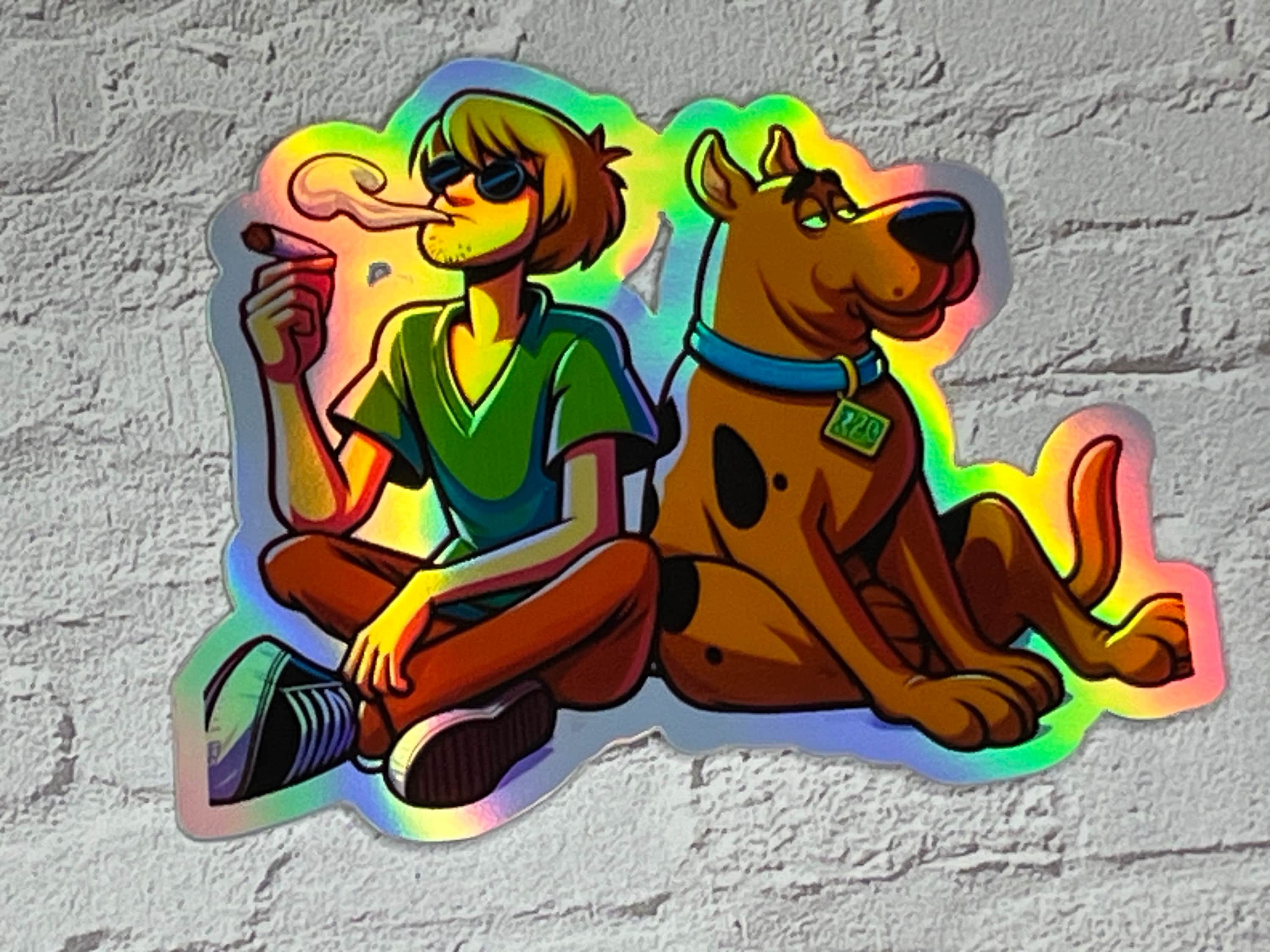 Scooby Doo and Shaggy Chilling Weed Holographic Sticker Stoner - Etsy