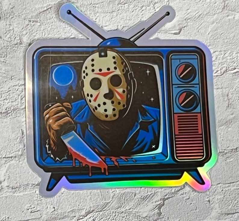 Jason Voorhees Retro TV Horror 3inch Holographic Sticker / Laptop ...