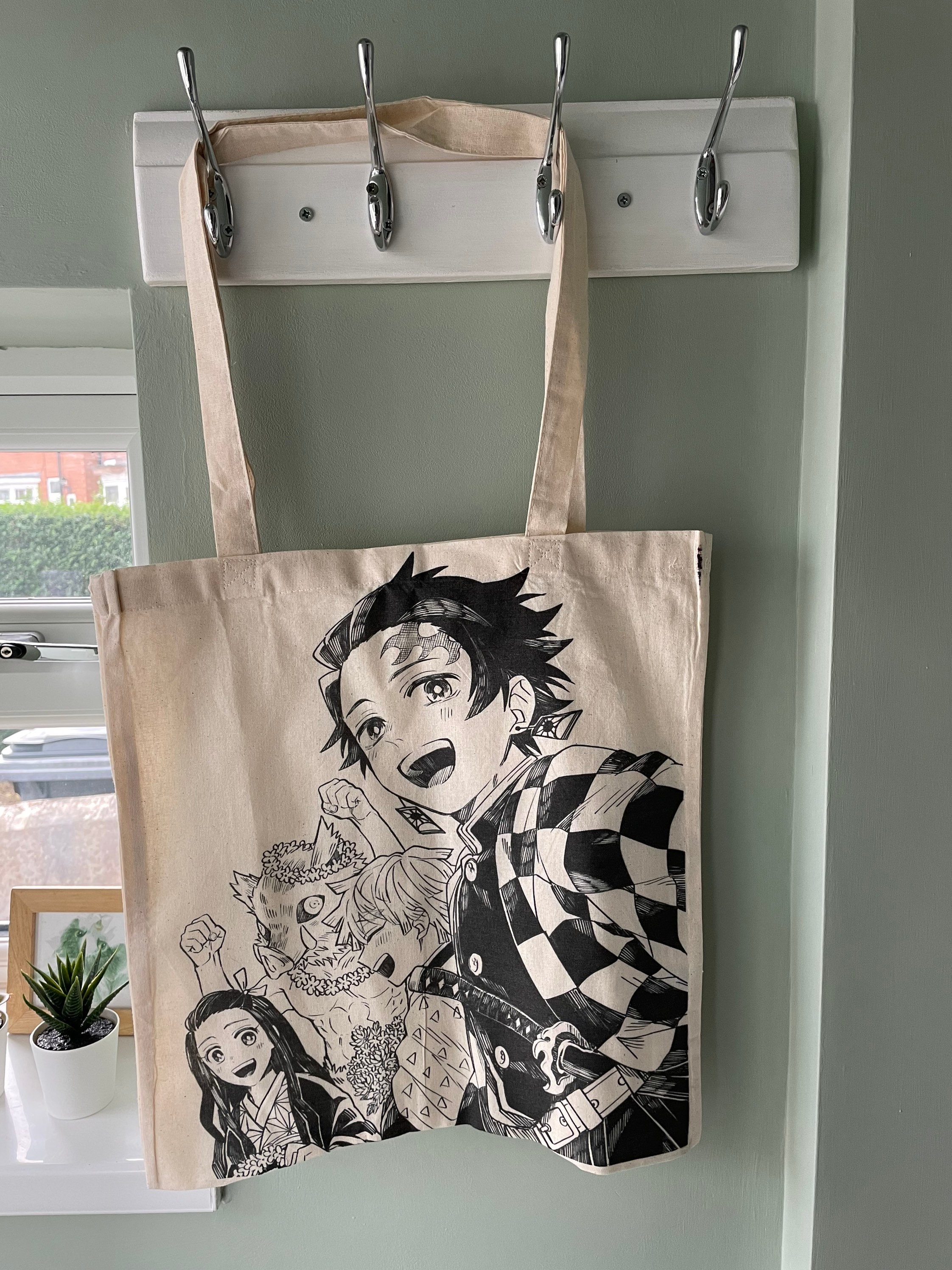 Demon Slayer/ Kimetsu No Yaiba Cotton Printed Tote Bag - Etsy UK