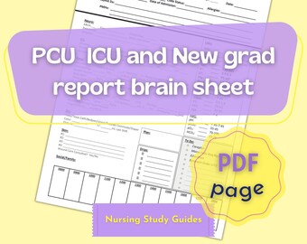 BEST ICU Nurse Brain Sheet Report for New Grad Nurse and Nursing ...
