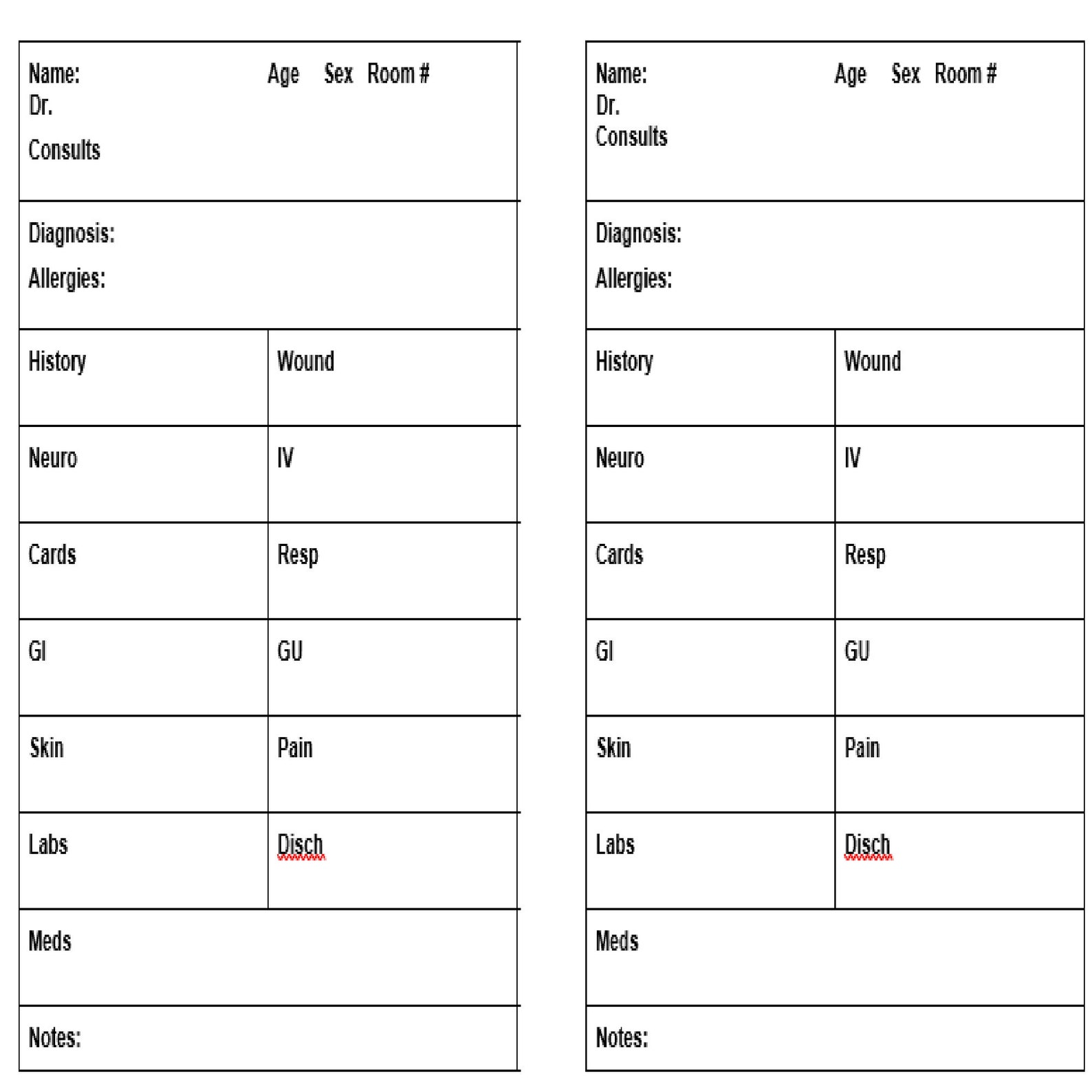 4 Patient Report Sheet 2 Formats In Pdf And Word Doc You Etsy