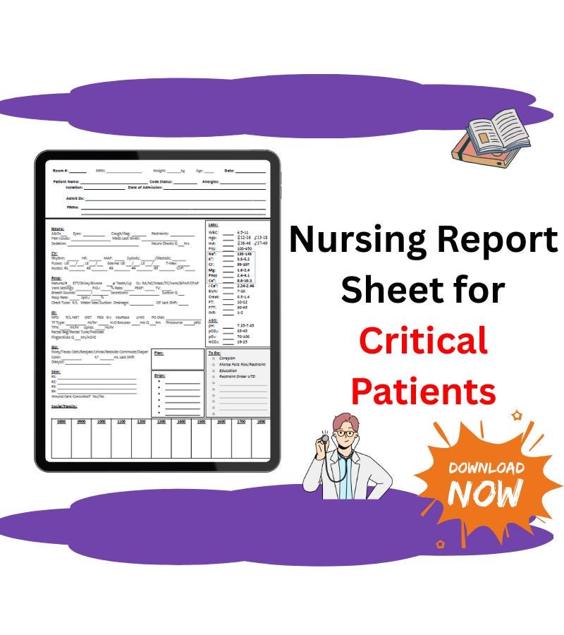 ICU Flowsheet: the Ultimate Nursing Report Form for Critical Care - Etsy