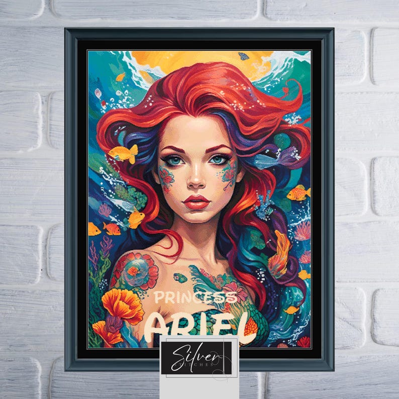 Princess Ariel Counted Cross Stitch Pattern Digital Download PDF Chart ...