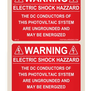 40 Premium Photovoltaic Safety Warning PV System Labels With Rapid ...