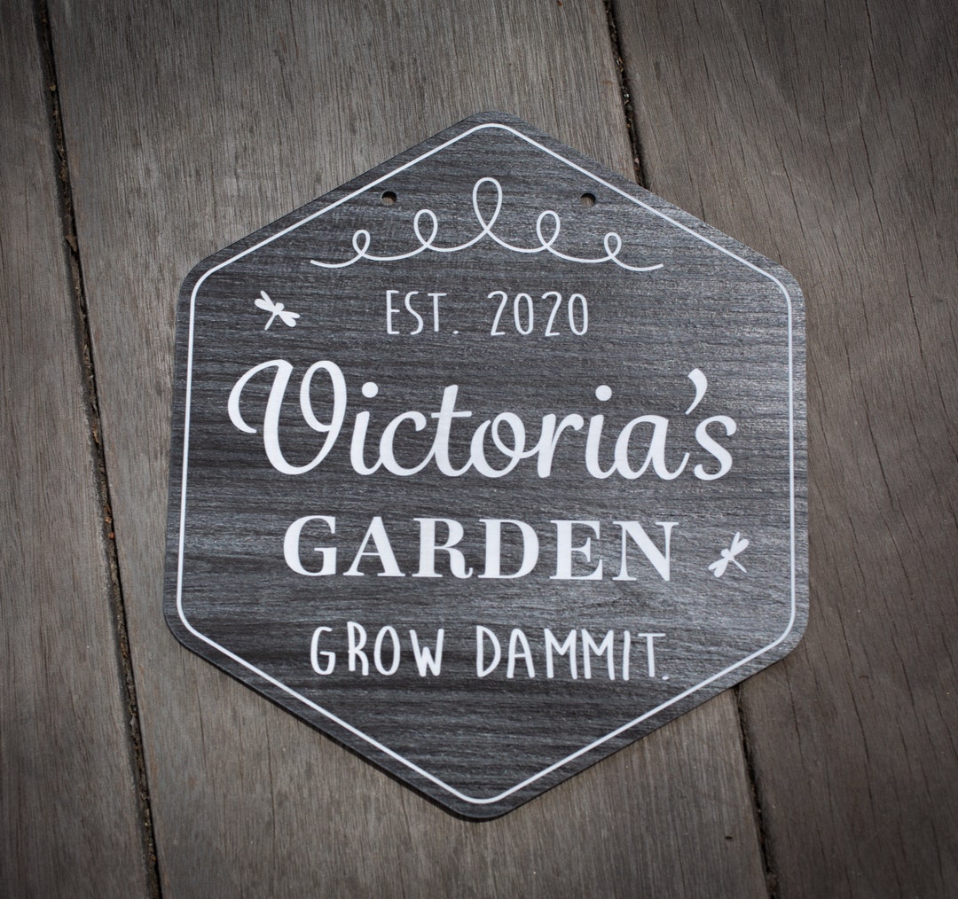 6 Charcoal Barn Wood Sign Custom Garden Sign Custom Backyard Sign ...