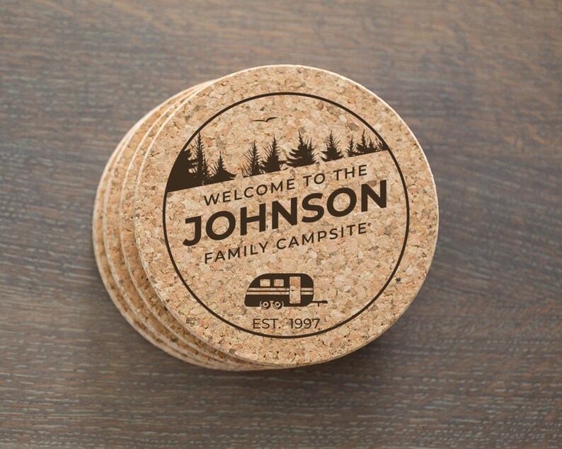 Personalized Camping Coasters Custom Coaster Set of 4 | Etsy