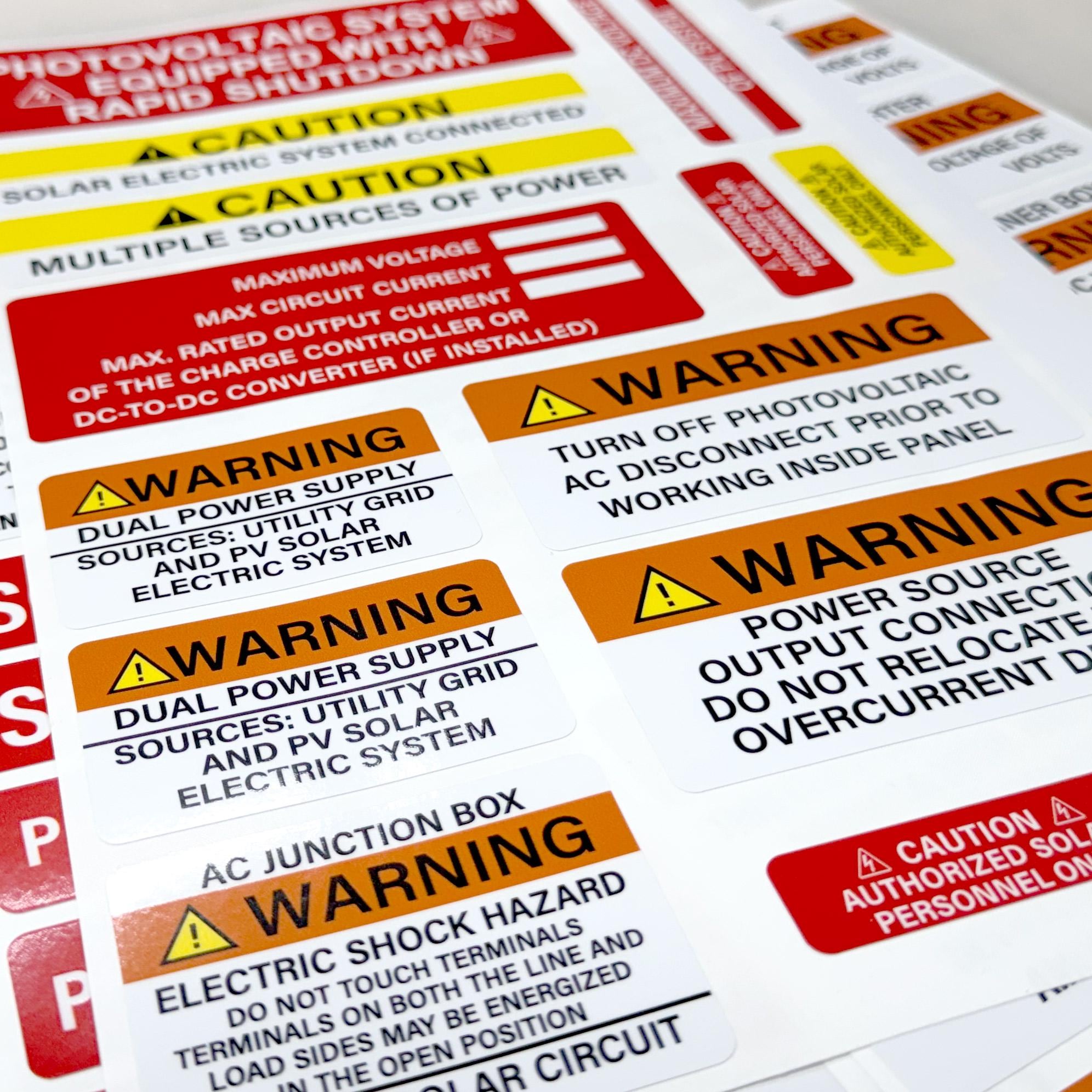 57 Sticker Set | Solar Label Pack for PV Systems | NEC Compliant Solar ...