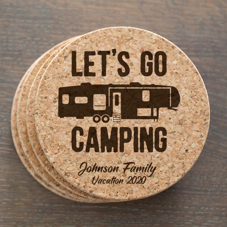 Personalized Camping Coasters Custom Coaster Set of 4 | Etsy