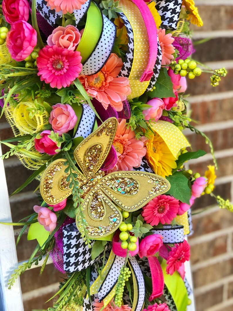Spring Wreath, Spring Swag, Front Door Spring Swag, Color Wreath ...