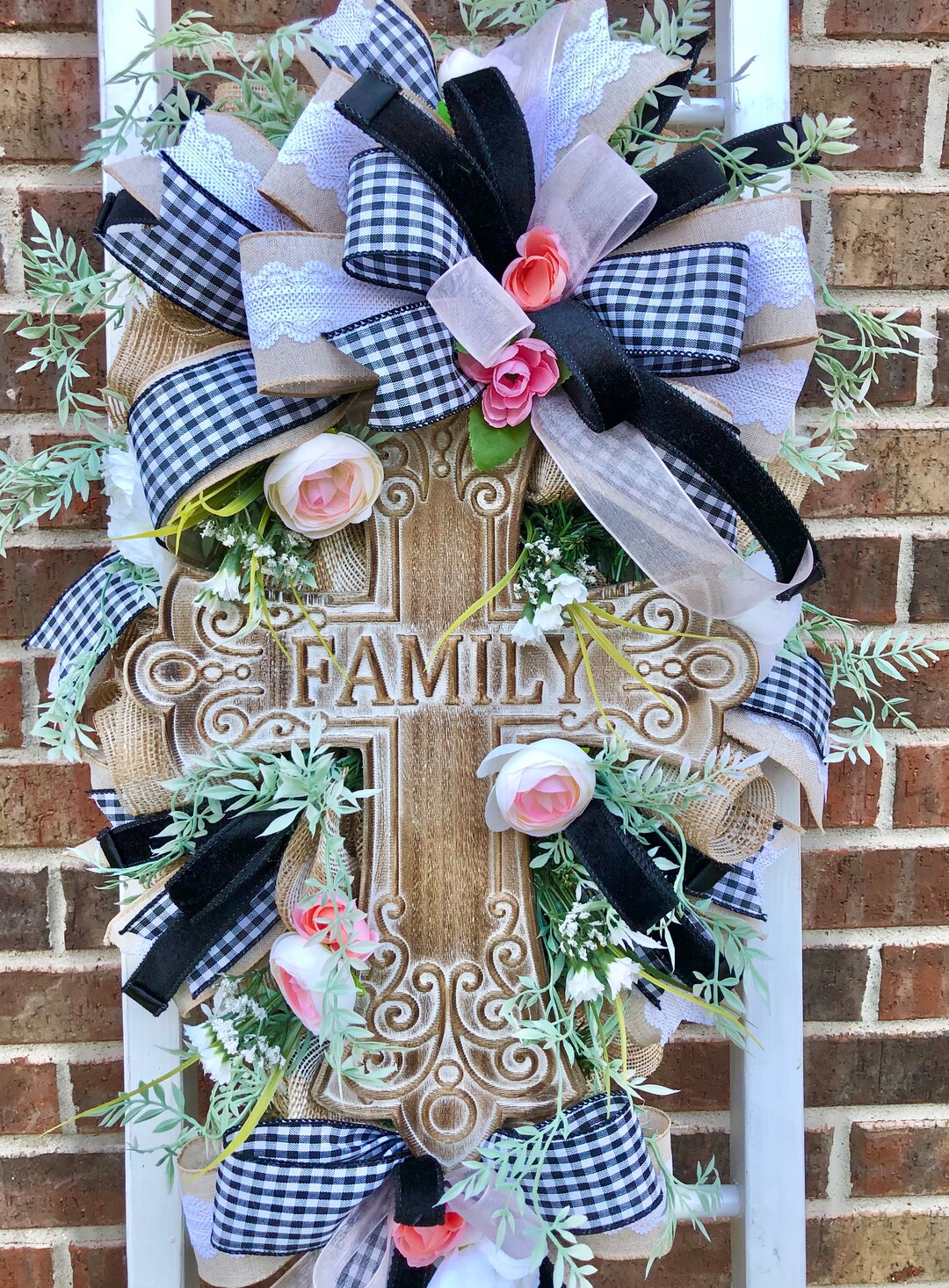 Cross Swag, Cross Wreath, Religious Wreath, Everyday Wreath, Spring ...