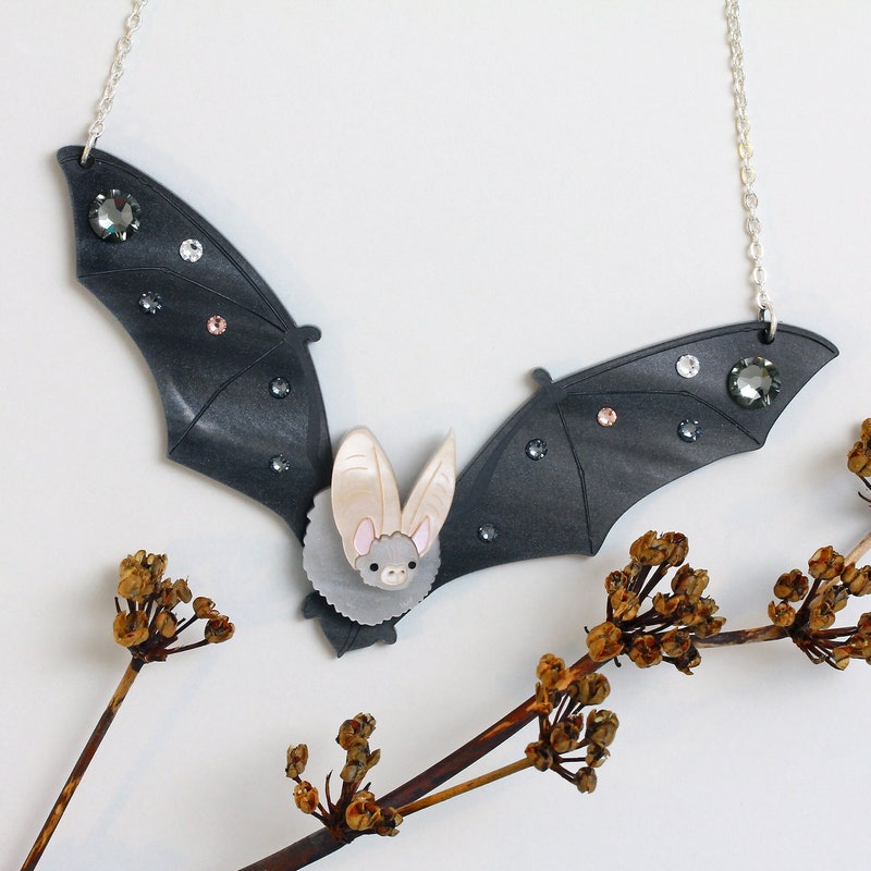 Bat Necklace - Etsy