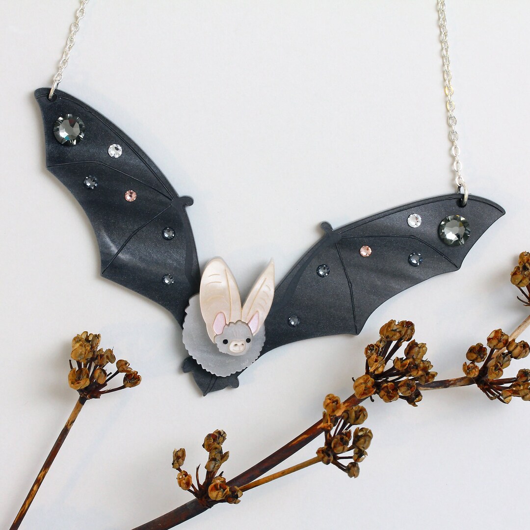 Long-eared Bat Necklace | Bat Jewellery | Halloween Jewellery | Fun ...