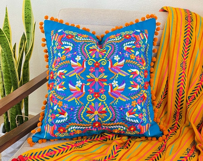 Mexican Embroidered Pillow Throw Pillows Covers Cushion Floral ...