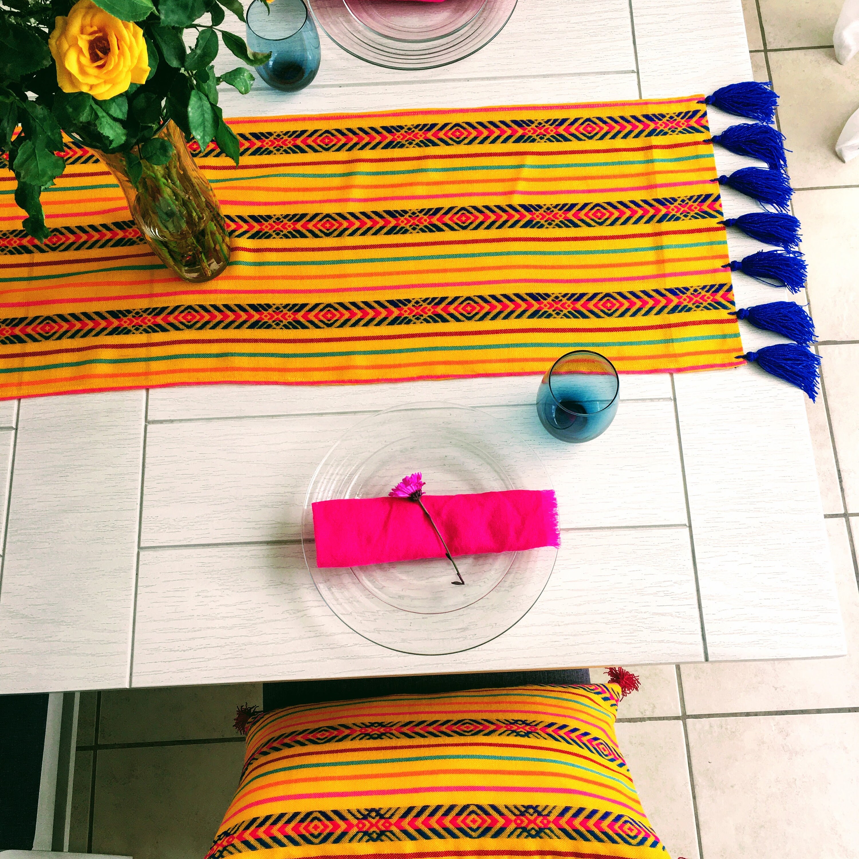 Mexican Table Runner Boho Table Runner Mexican Fabric | Etsy