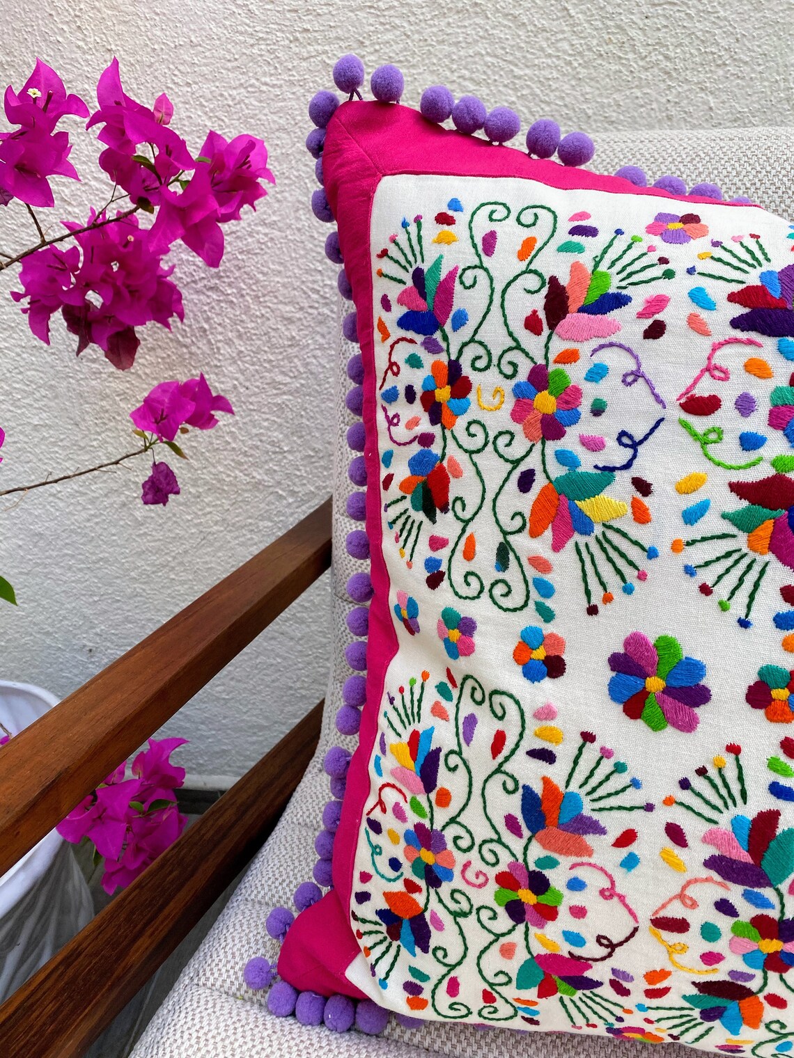 Mexican Pillow Cover With Hand Embroidery Mexican Embroidery - Etsy