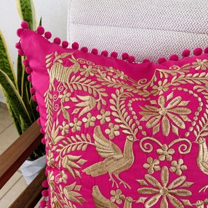 Mexican Throw Pillow Floral Embroidered Pillow Mexico Style Decor ...