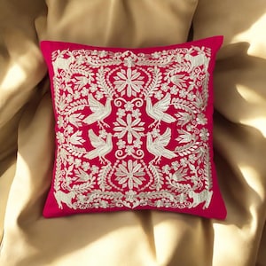 Mexican Throw Pillow Floral Embroidered Pillow Mexico Style Decor ...