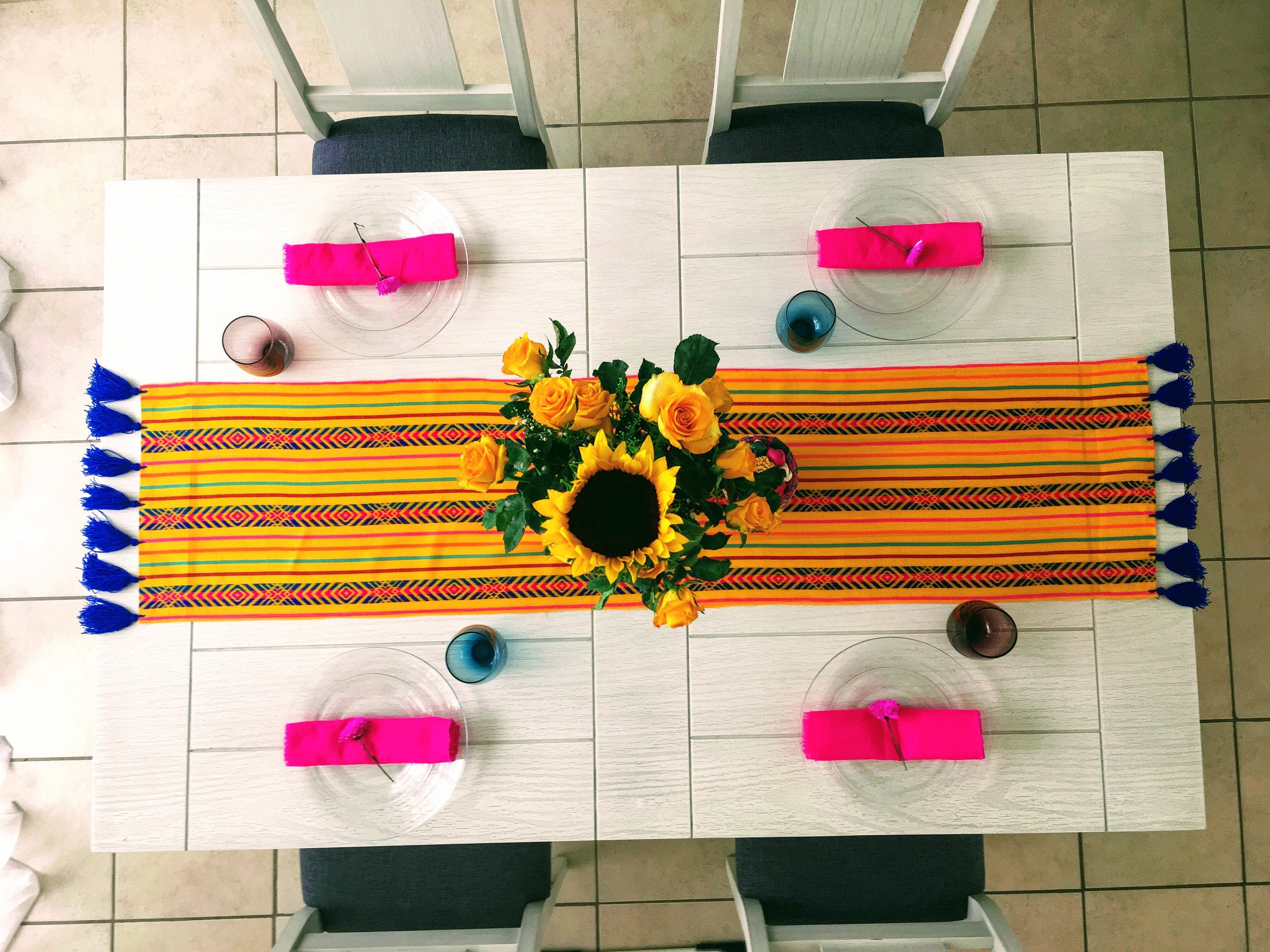 Mexican Table Runner Boho Table Runner Mexican Fabric - Etsy