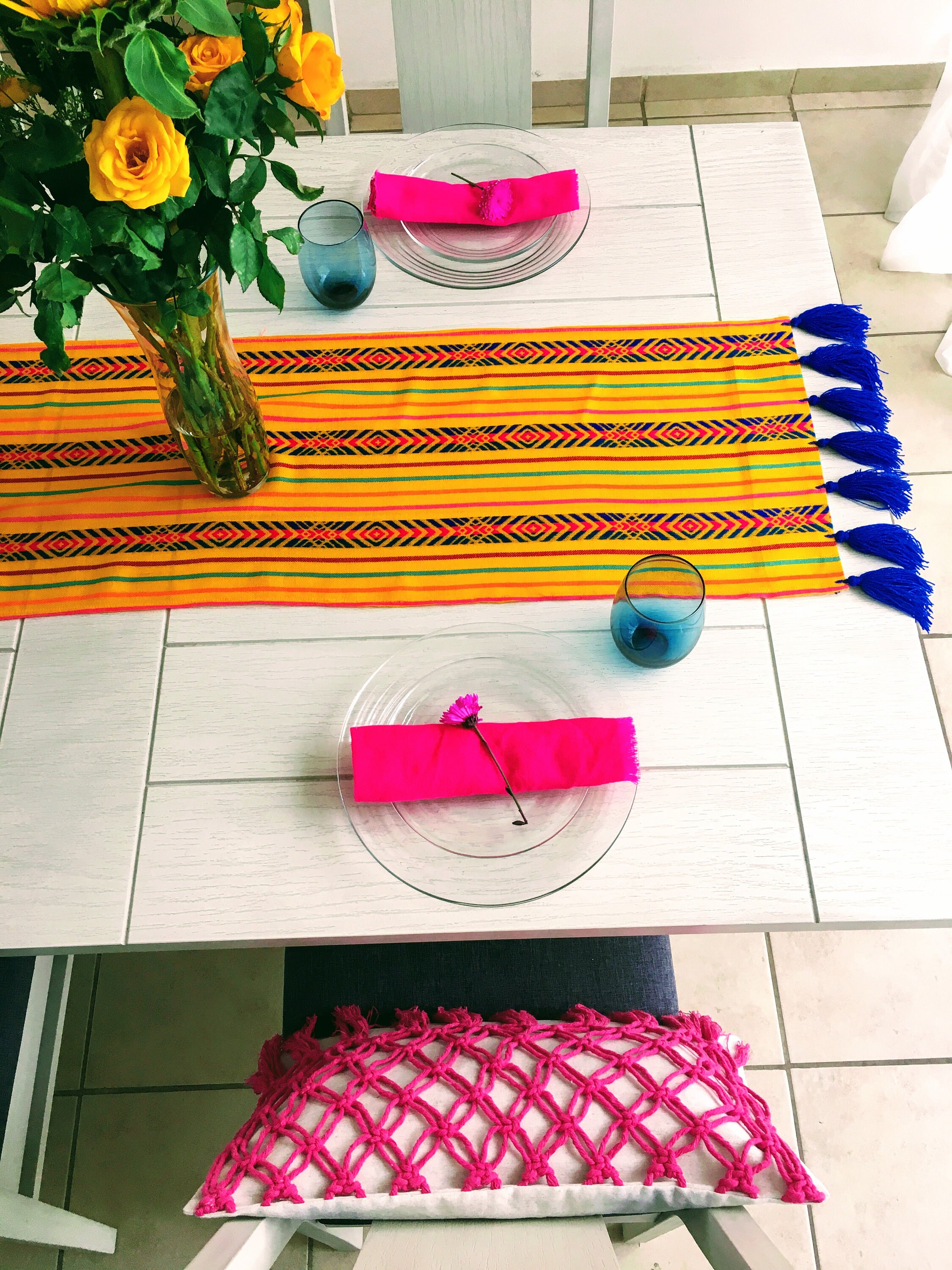 Mexican Table Runner Boho Table Runner Mexican Fabric | Etsy