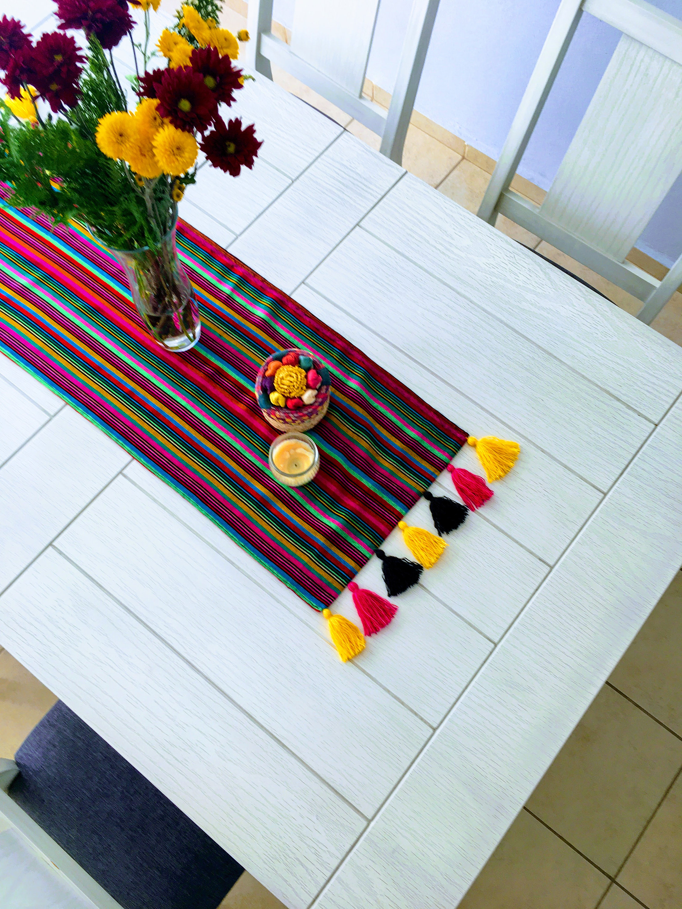 Mexican table runner boho table runner mexican fabric | Etsy