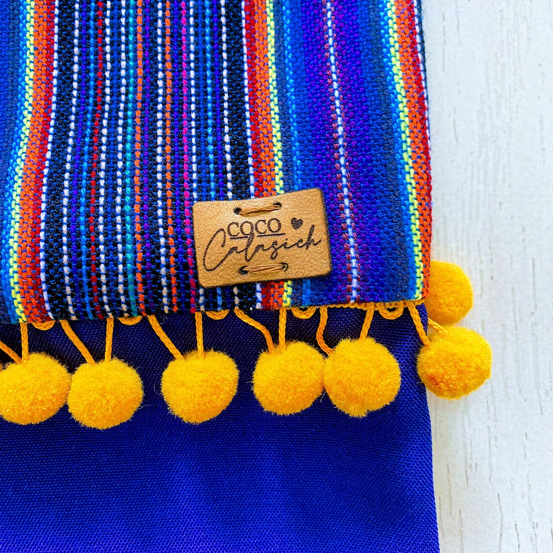 Mexican Azul Rey royal Blue Cushion With Colorful Mexican | Etsy