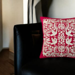 Mexican Throw Pillow Floral Embroidered Pillow Mexico Style Decor ...