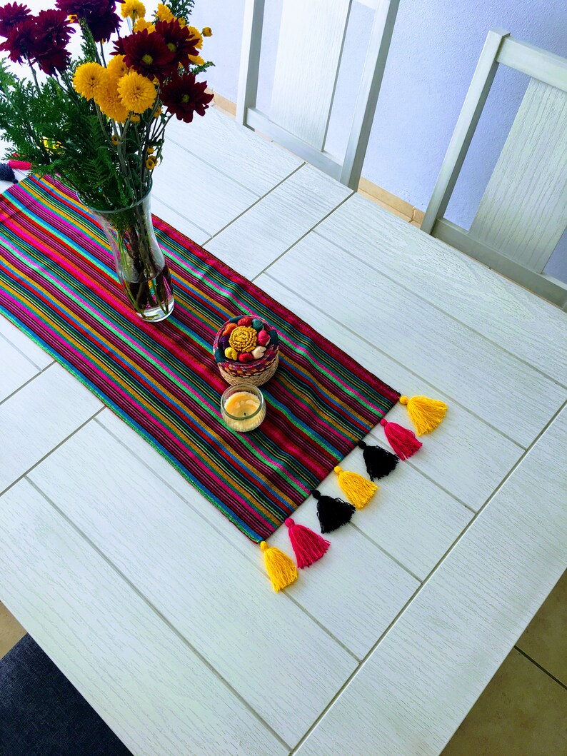 Mexican Table Runner Boho Table Runner Mexican Fabric - Etsy
