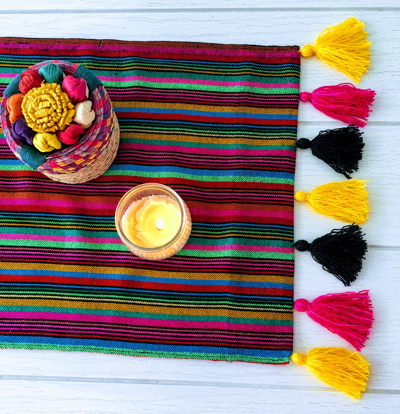 Mexican Table Runner, Boho Table Runner, Mexican Fabric, Serape Table ...