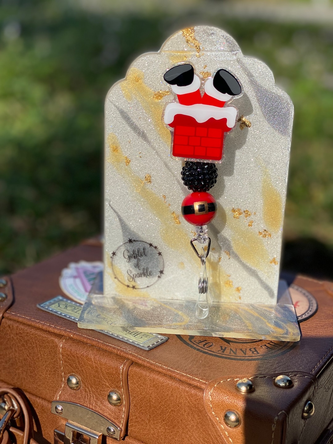 Christmas Badge Reel -santa Chimney - Santa Chimney Badge Reel - Santa ...