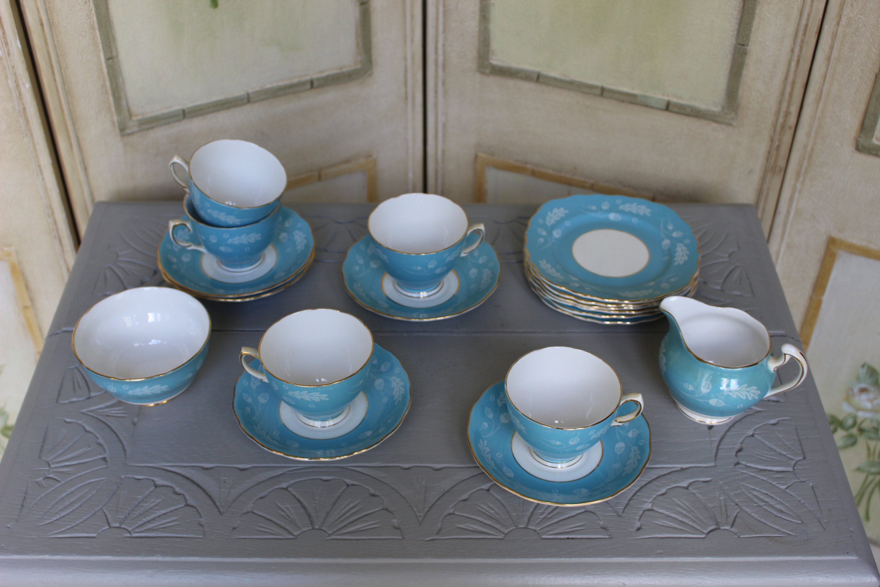 Colclough 1950's Vintage Tea Set in Blue Acorn Design - Etsy