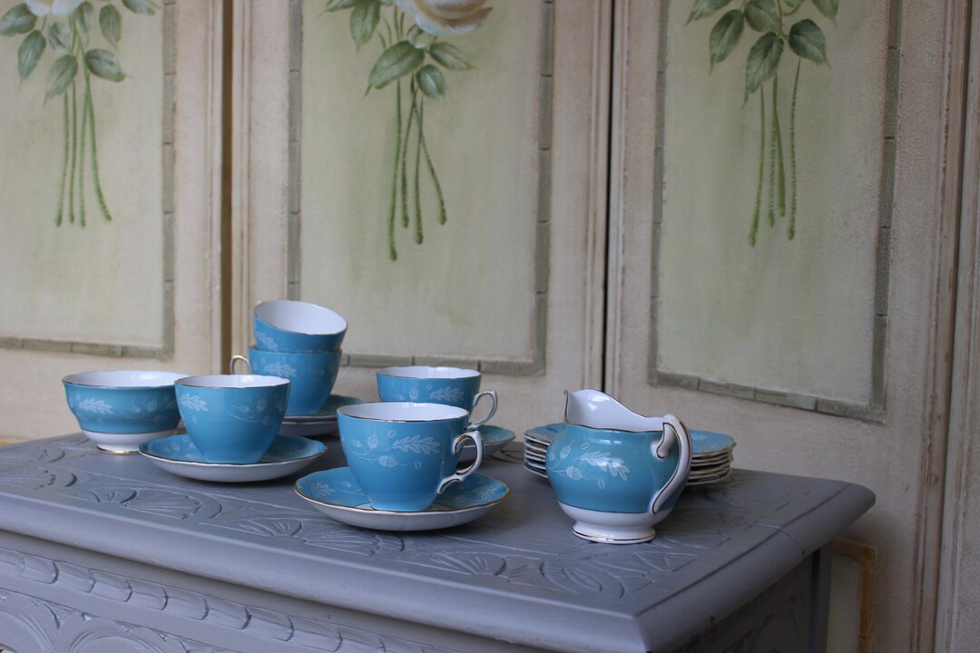 Colclough 1950's Vintage Tea Set in Blue Acorn Design - Etsy