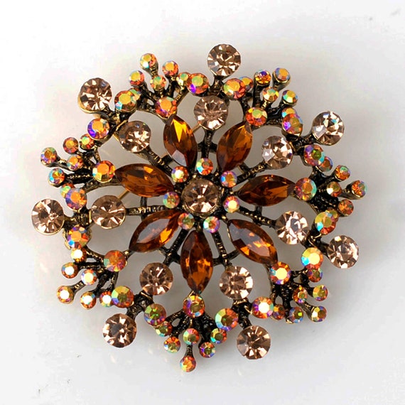 Antique Brooch in Topaz Color | Etsy